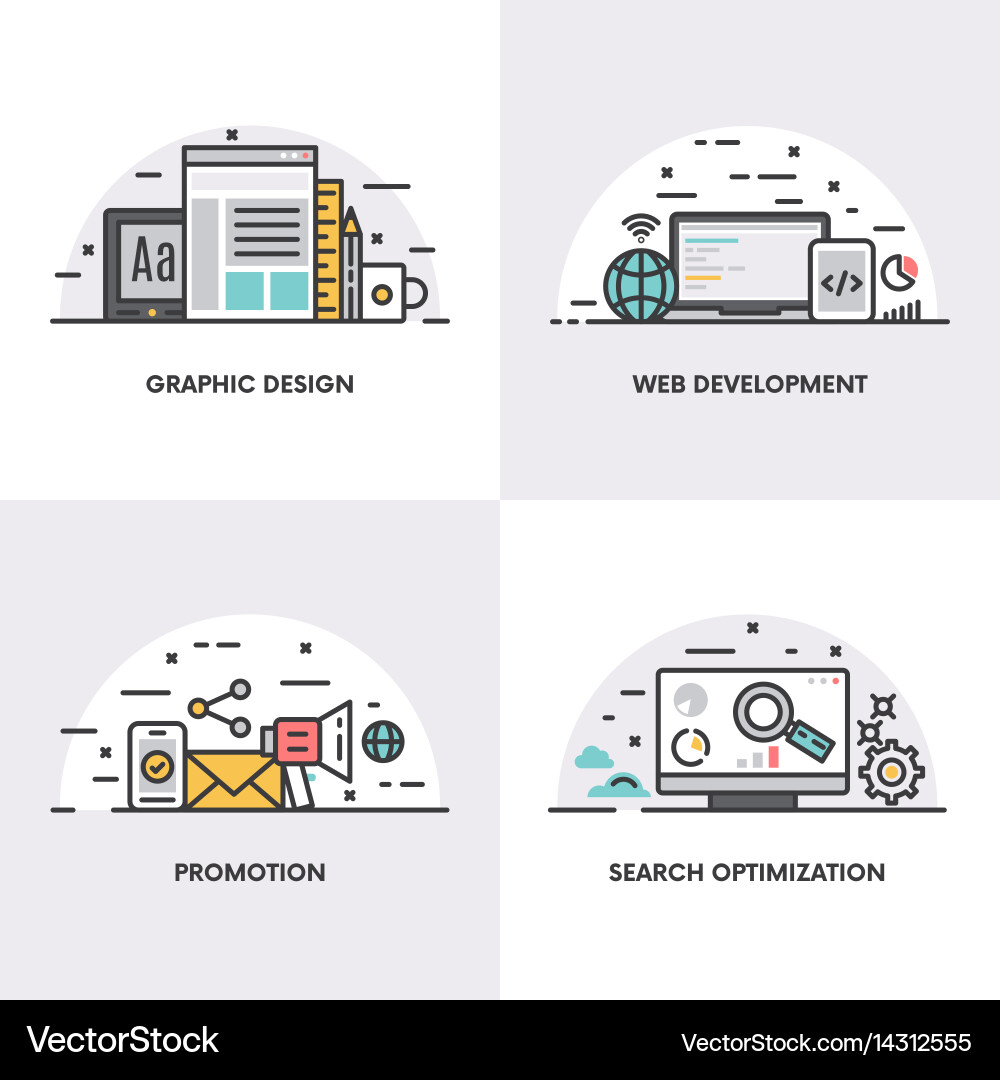 Linear design concepts and icons Royalty Free Vector Image