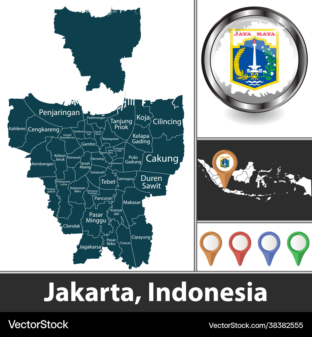 Map jakarta indonesia Royalty Free Vector Image