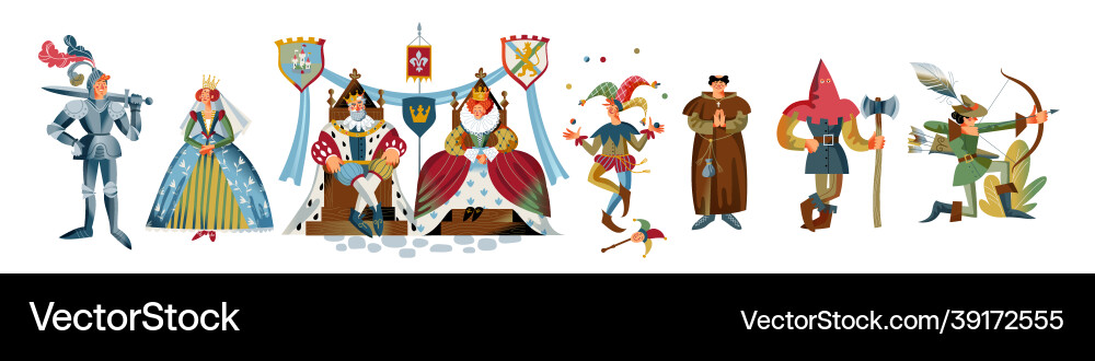 Medieval characters set people in middle ages Vector Image