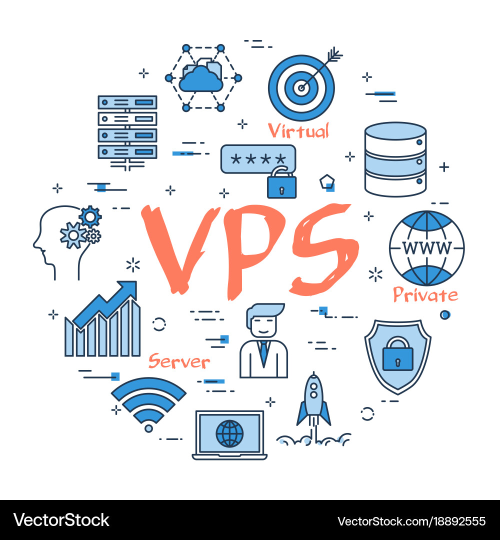 Round linear banner - vps concept Royalty Free Vector Image