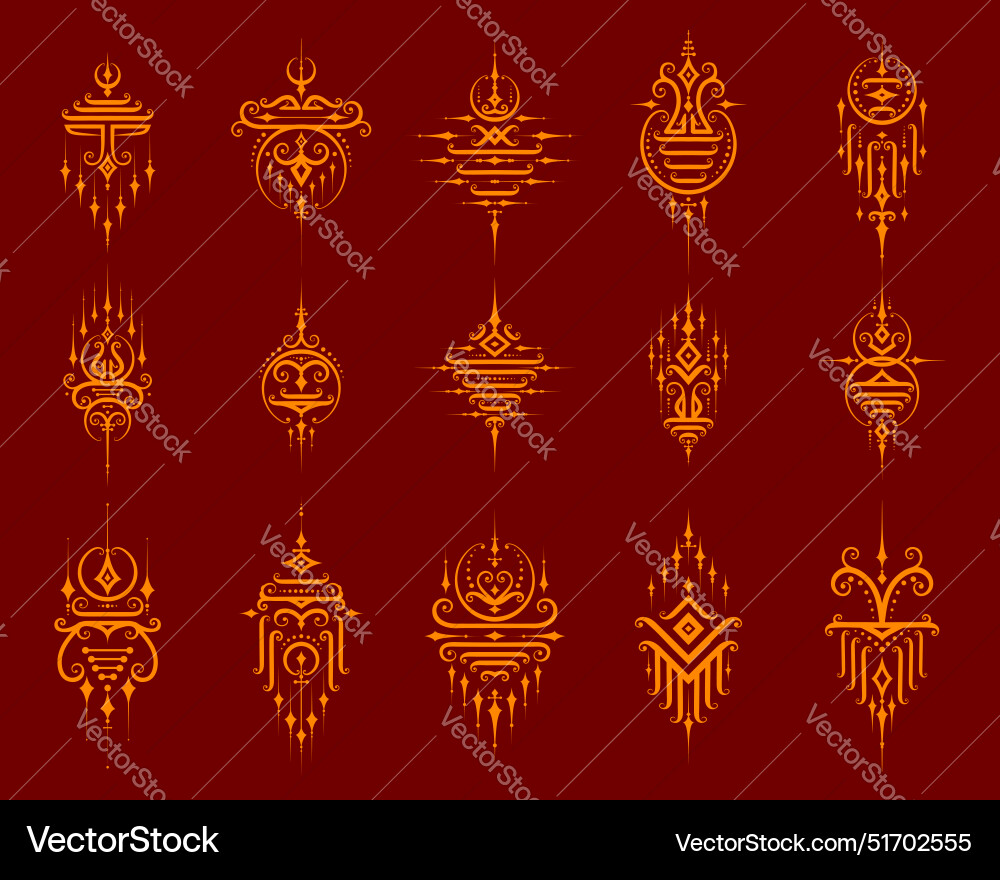 Sacred oriental thai symbols isolated set Vector Image