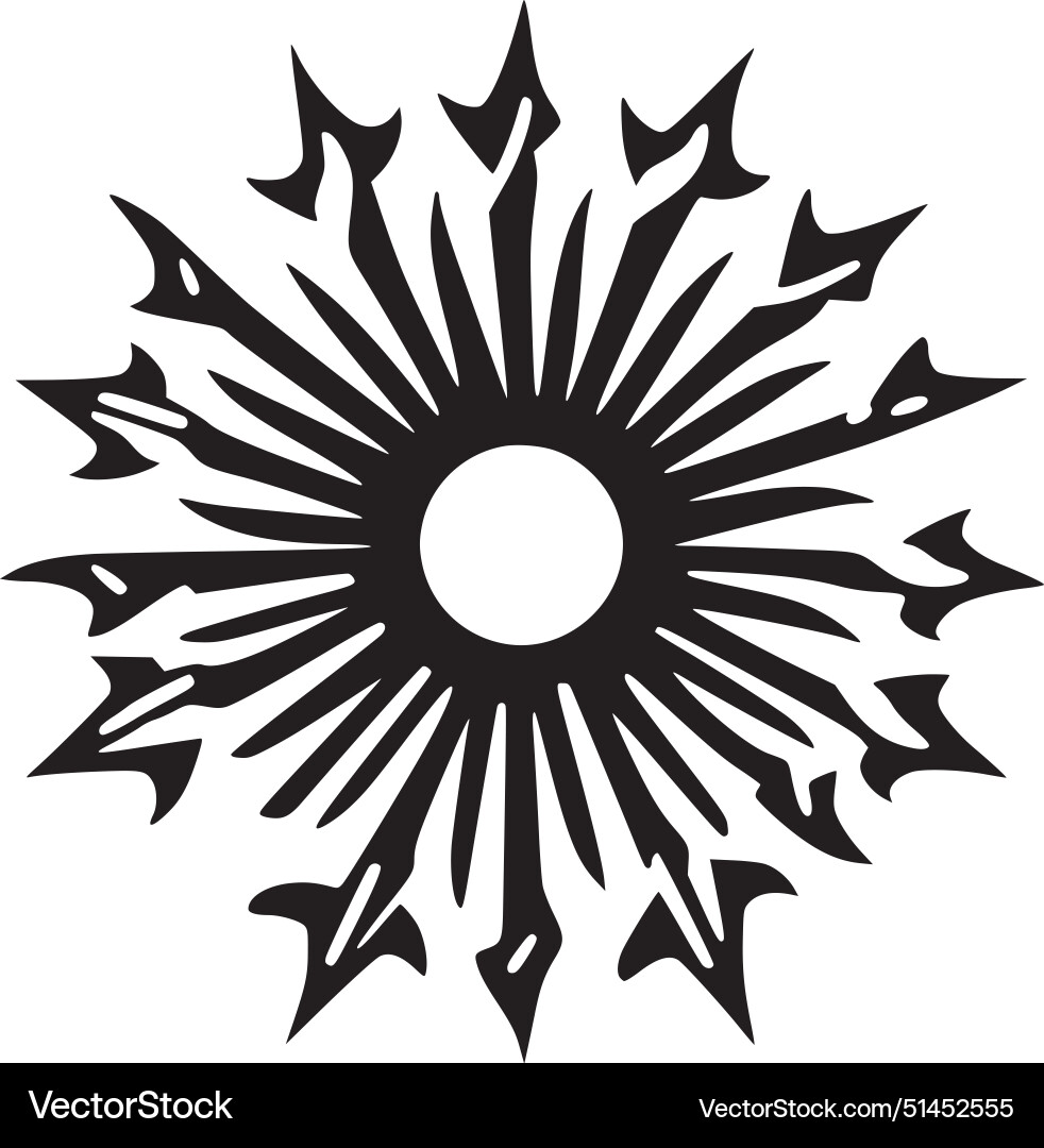 Sun - black and white Royalty Free Vector Image