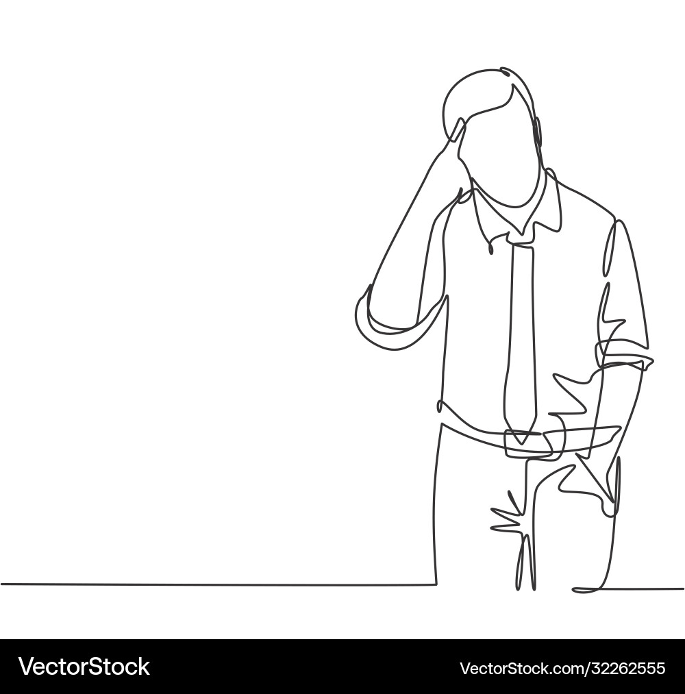 Think idea concept one continuous line drawing Vector Image