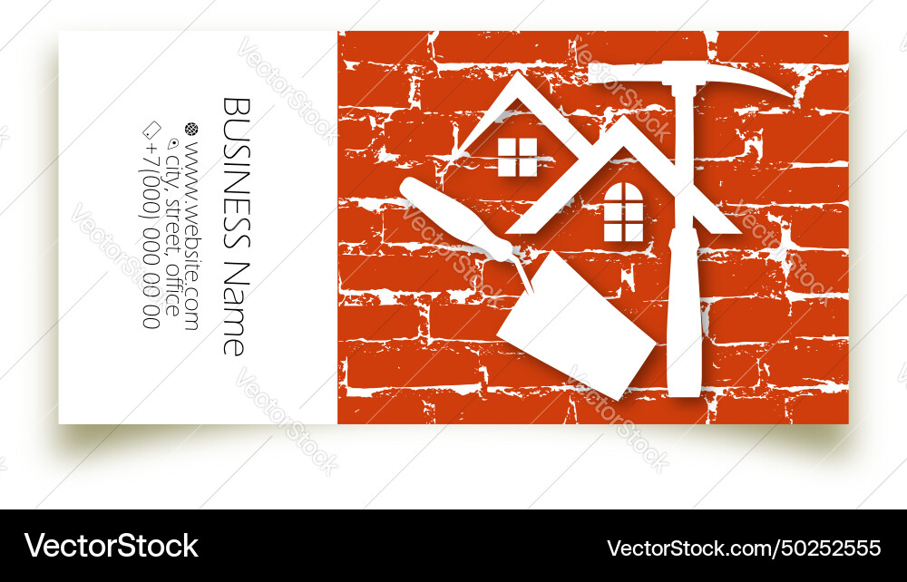 Trowel and pickaxe on brick wall background Vector Image