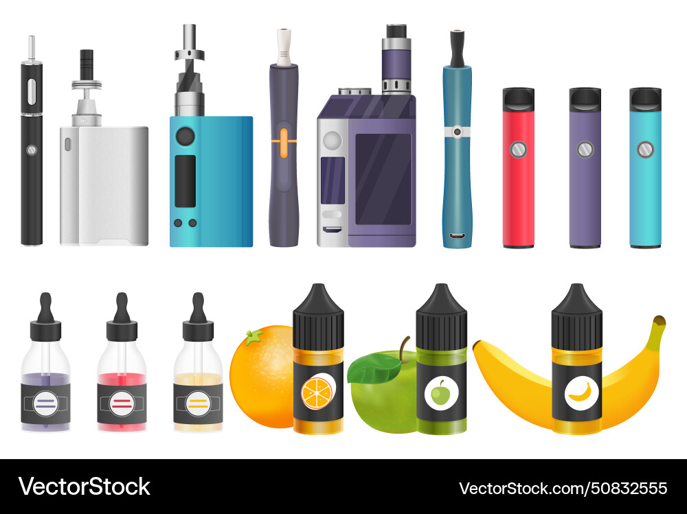 Vape realistic set Royalty Free Vector Image - VectorStock
