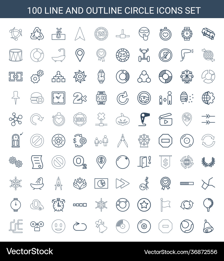 100 circle icons Royalty Free Vector Image - VectorStock