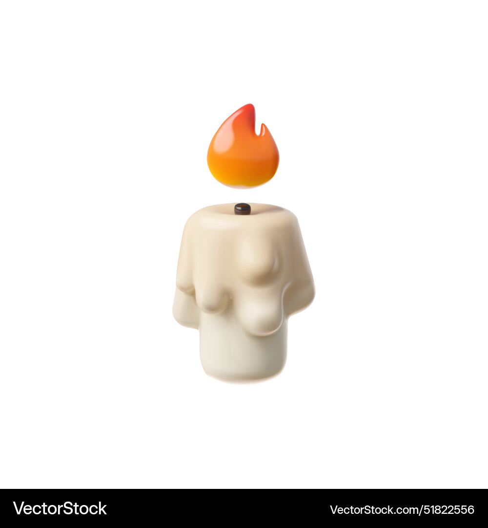 3d wax candle icon realistic fire isolated Vector Image