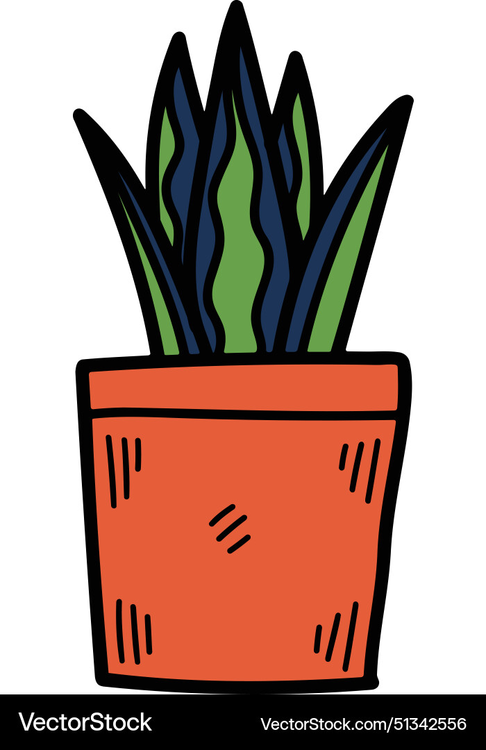 Aloe vera tree hand drawn in line art style Vector Image