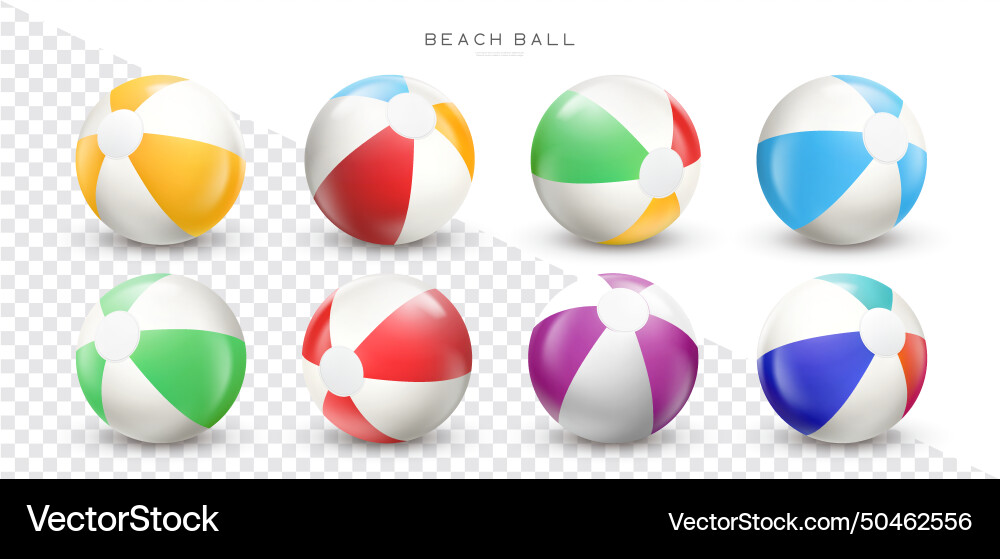 Beach ball inflatable swimming pool set Royalty Free Vector