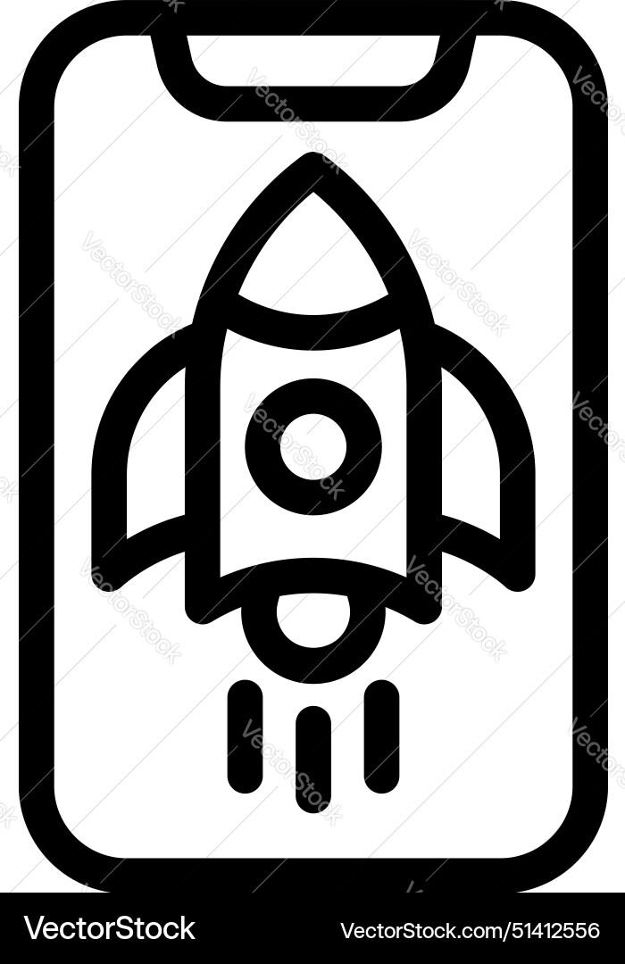 Black and white icon of a rocket ship Royalty Free Vector