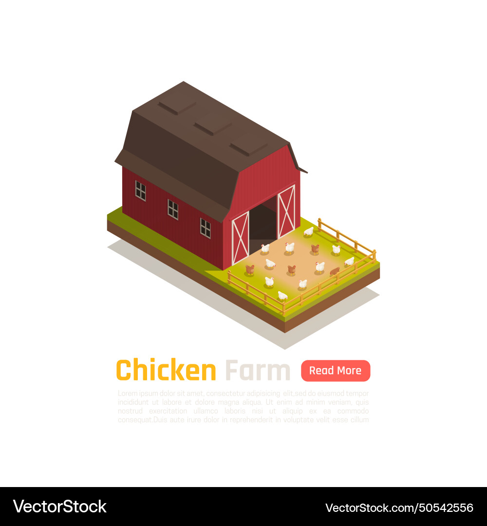 Chicken farm isometric composition Royalty Free Vector Image