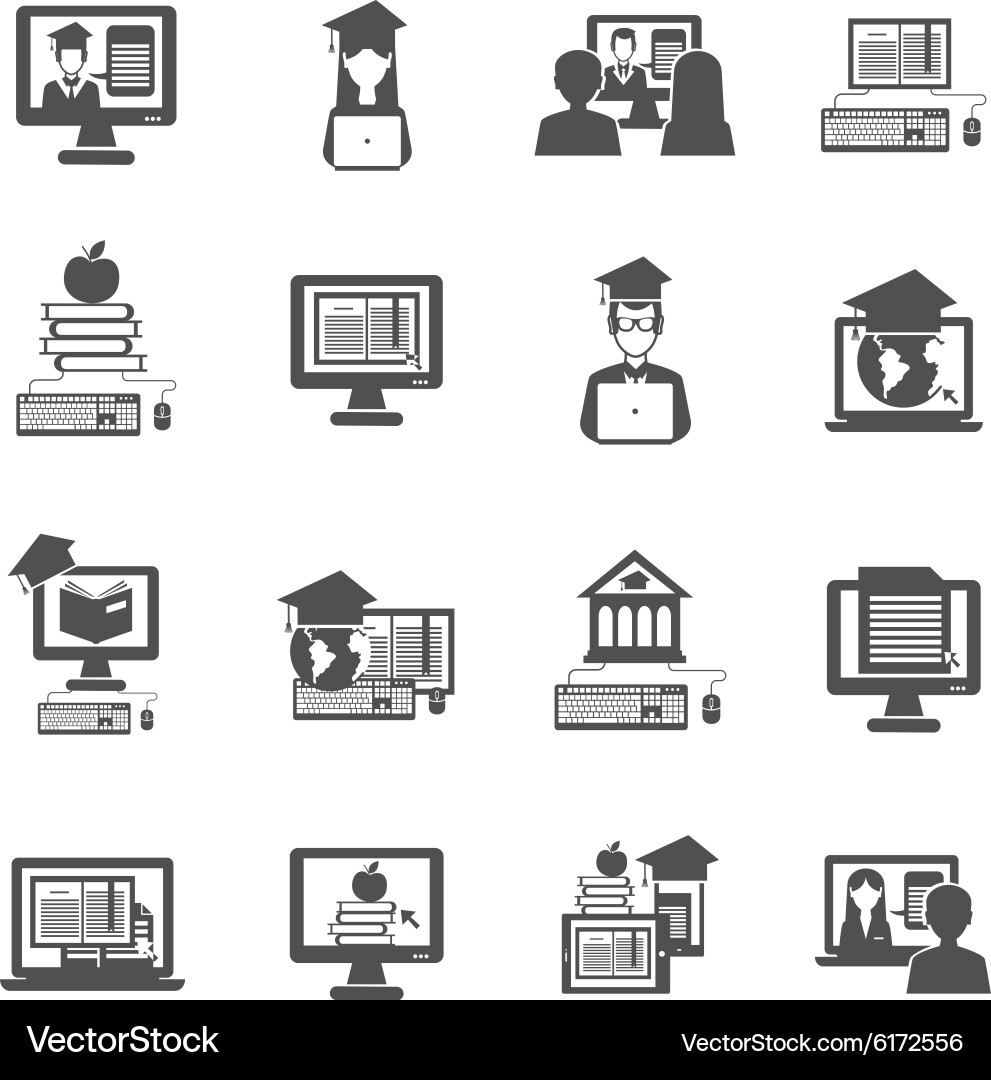 E-learning icons set Royalty Free Vector Image