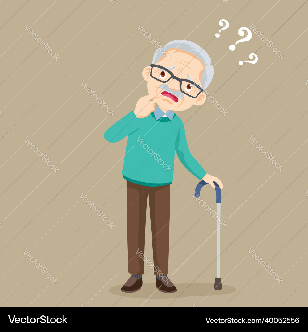 Elderly man suffering from the memory loss Vector Image