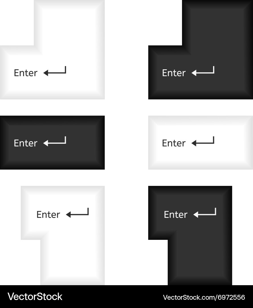 Enter buttons black and white Royalty Free Vector Image