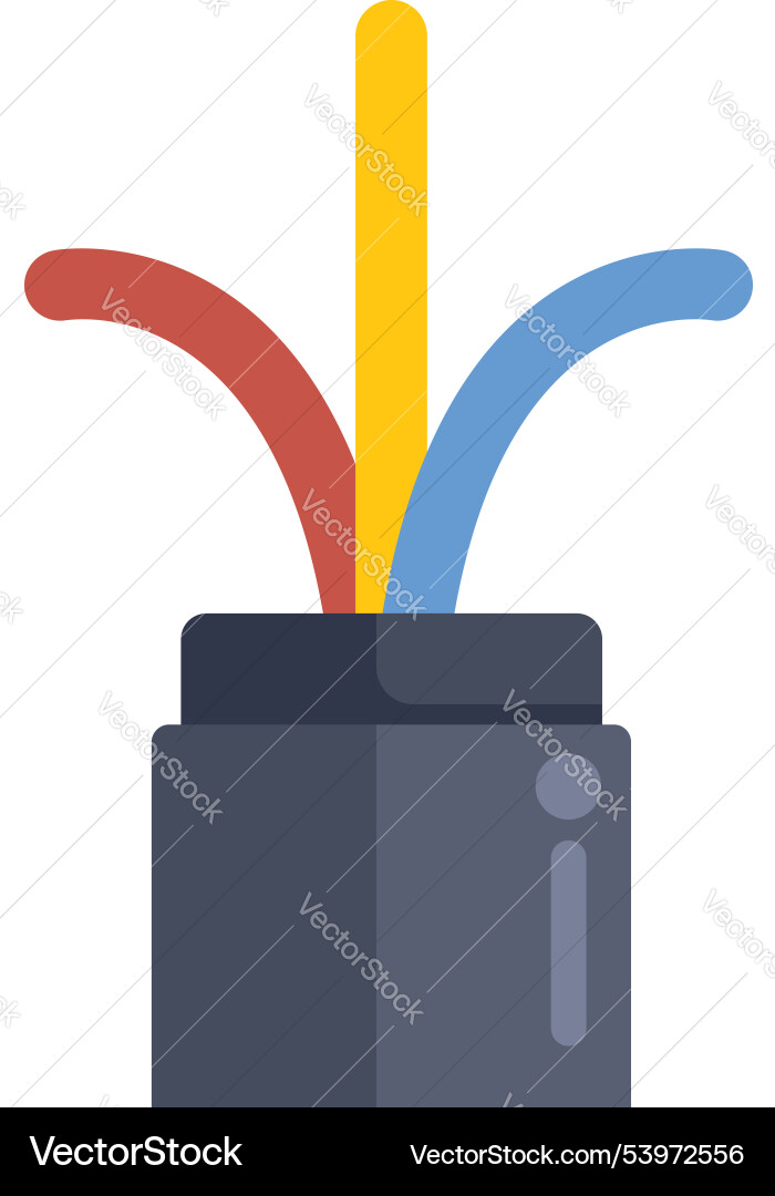 Fiber optic cable transmitting data through wires Vector Image