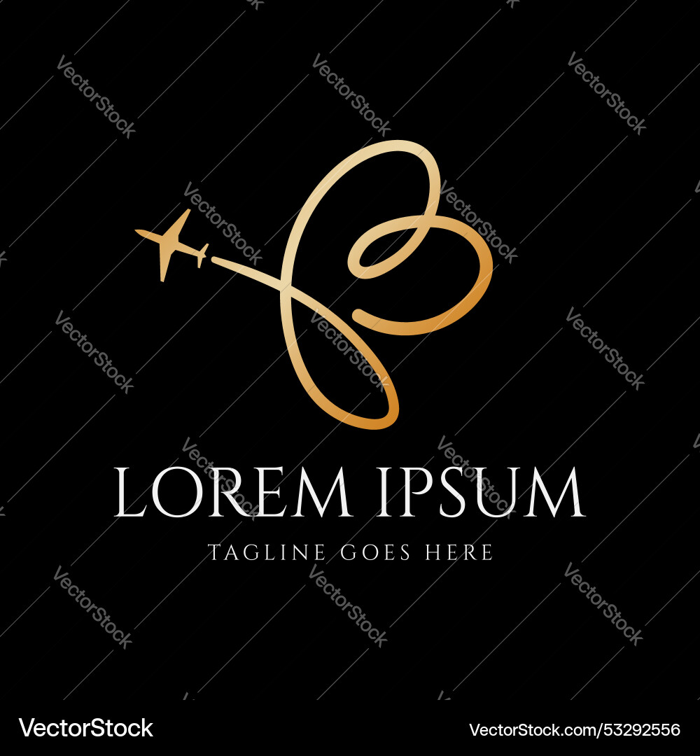 Golden butterfly insect line with plane Royalty Free Vector