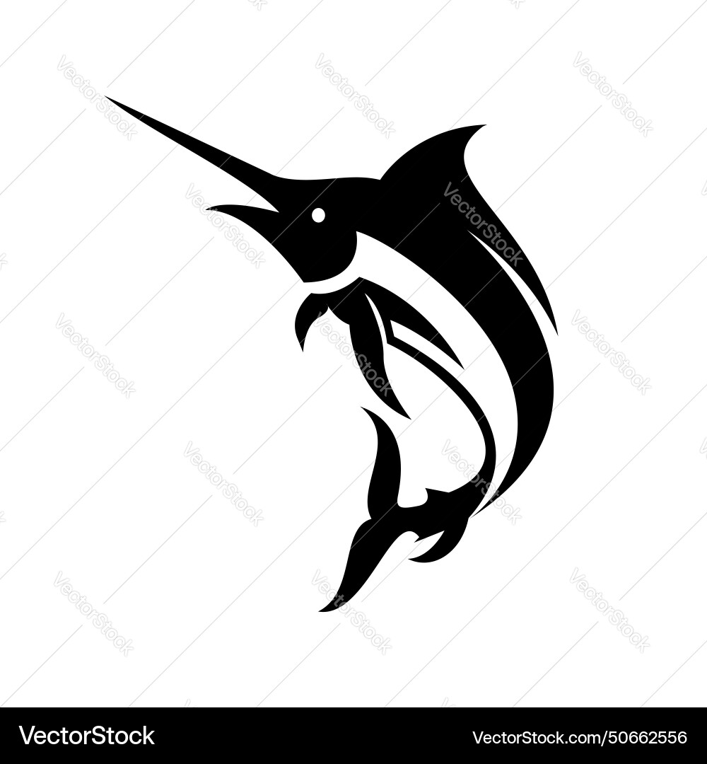 Marlin fish silhouette logo icon design Royalty Free Vector