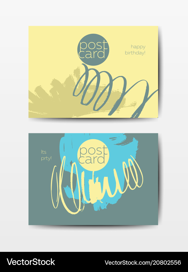 Modern grunge brush postcards Royalty Free Vector Image