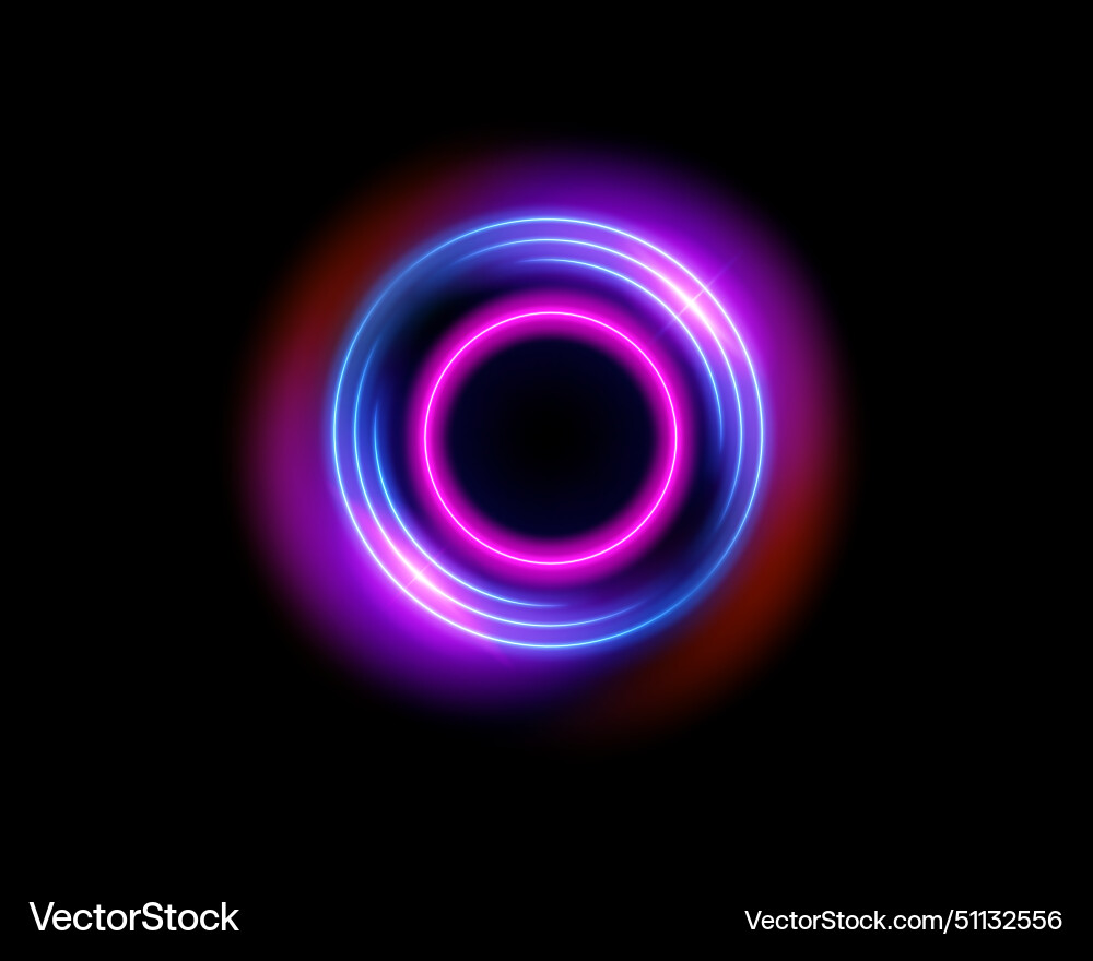 Neon circle frame on blue background glowing neon Vector Image