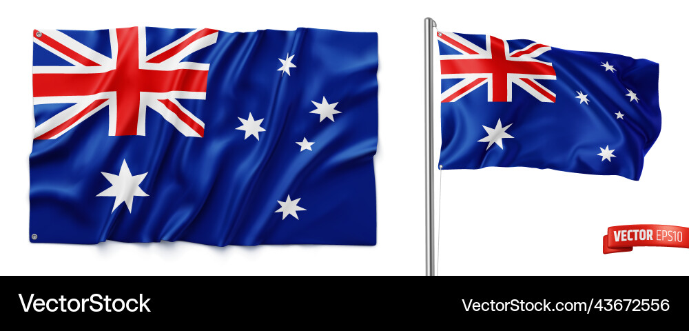 Realistic australian flags Royalty Free Vector Image