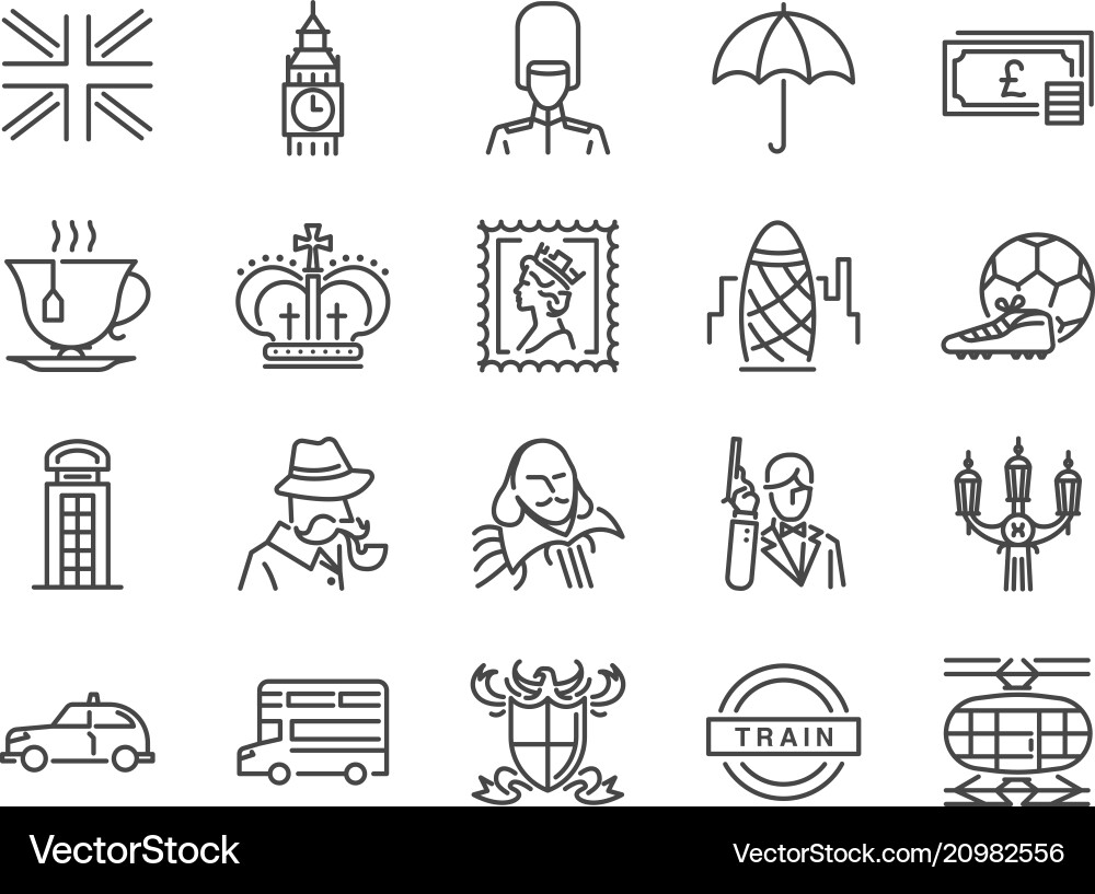 United Kingdom Icon Set Royalty Free Vector Image