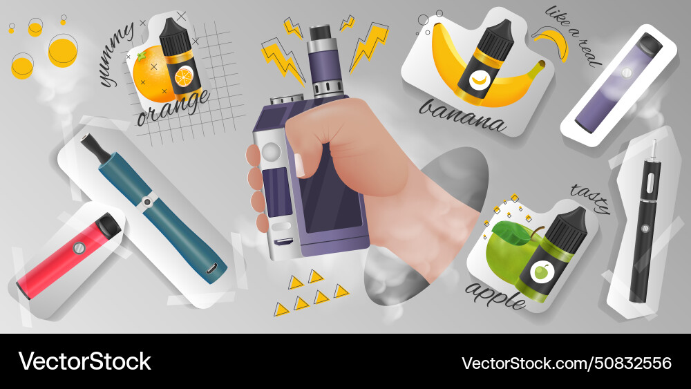 Vape realistic collage Royalty Free Vector Image