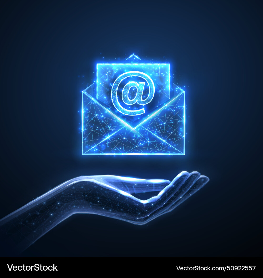 Digital hand and email sign ai mailing Royalty Free Vector