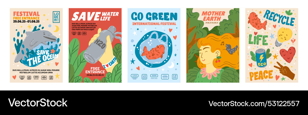 Earth posters green eco day environmental design Vector Image