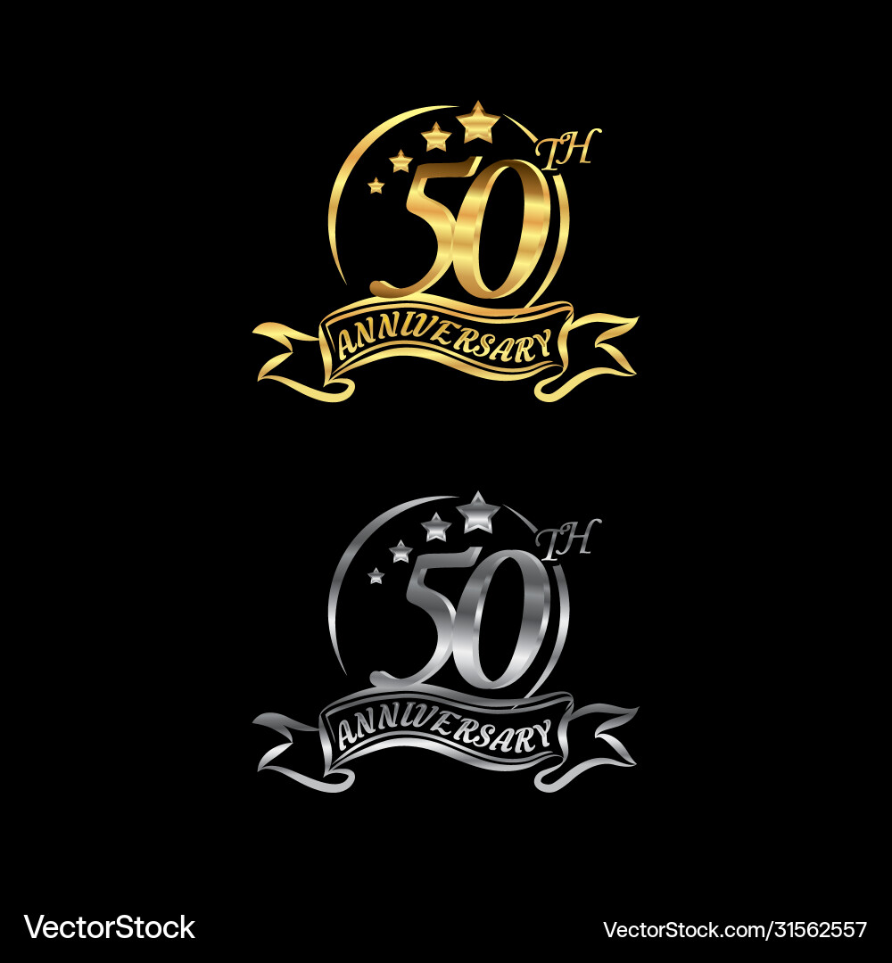 Elegant 50th Anniversary Celebration Logo Vector Image