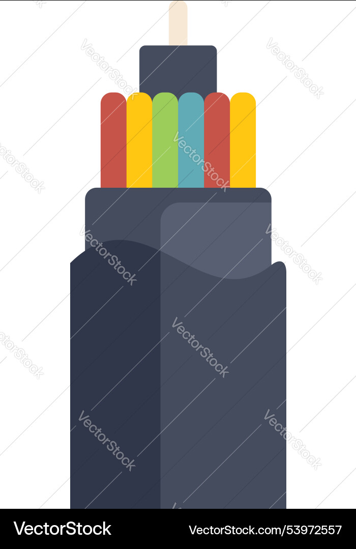 Fiber optic cable transmitting data through light Vector Image