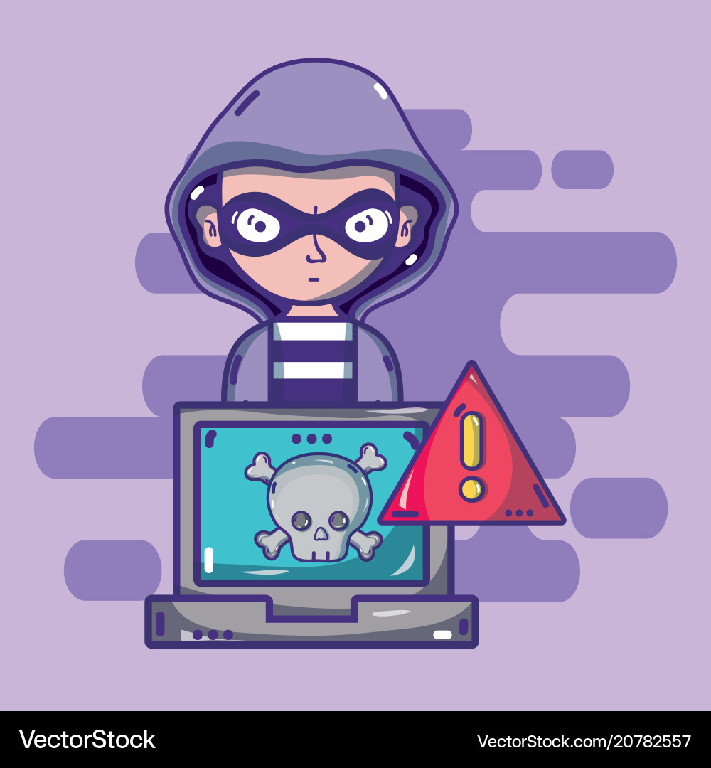 Hacker with cybercrime symbols Royalty Free Vector Image