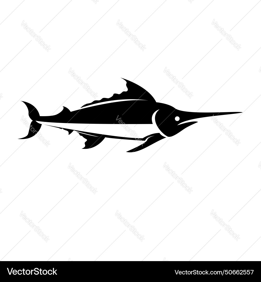 Marlin fish silhouette logo icon design Royalty Free Vector