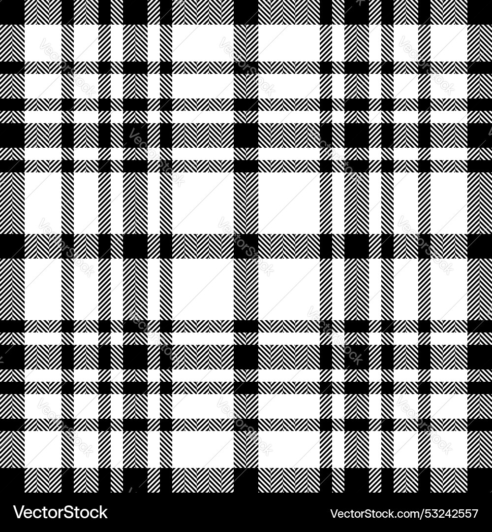 Plaid check pattern in black and white seamless Vector Image