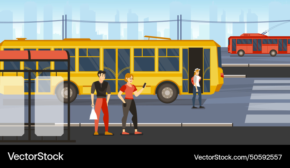 Public transport people composition Royalty Free Vector