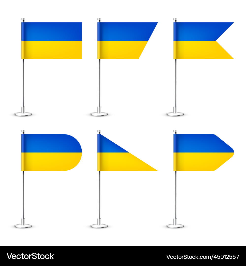 Realistic various ukrainian table flags – Royalty-Free Vector | VectorStock