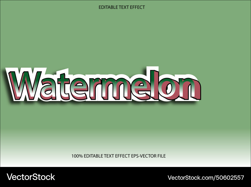 Watermelon editable text effect 3d emboss Vector Image