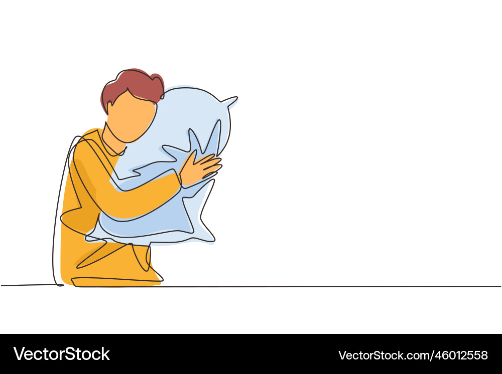 Continuous one line drawing man sleeping Vector Image