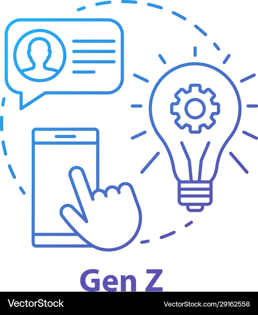 Gen z blue concept icon age group idea thin line Vector Image