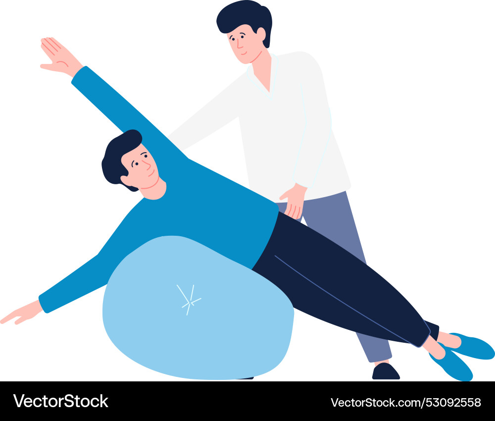 Medical worker help injured man training Vector Image