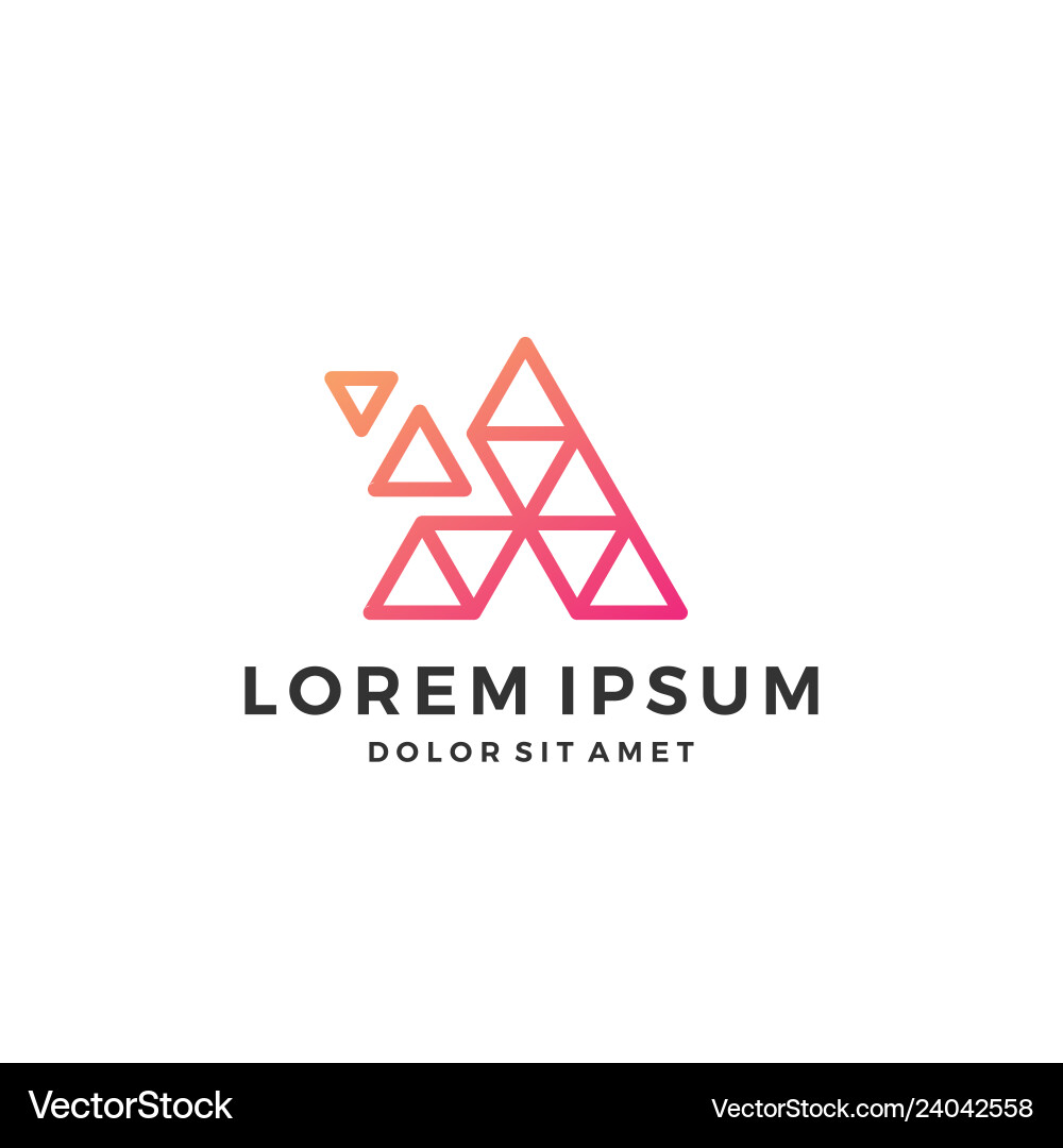 Pixel Triangle Logo - Geometric Shape Royalty Free Vector