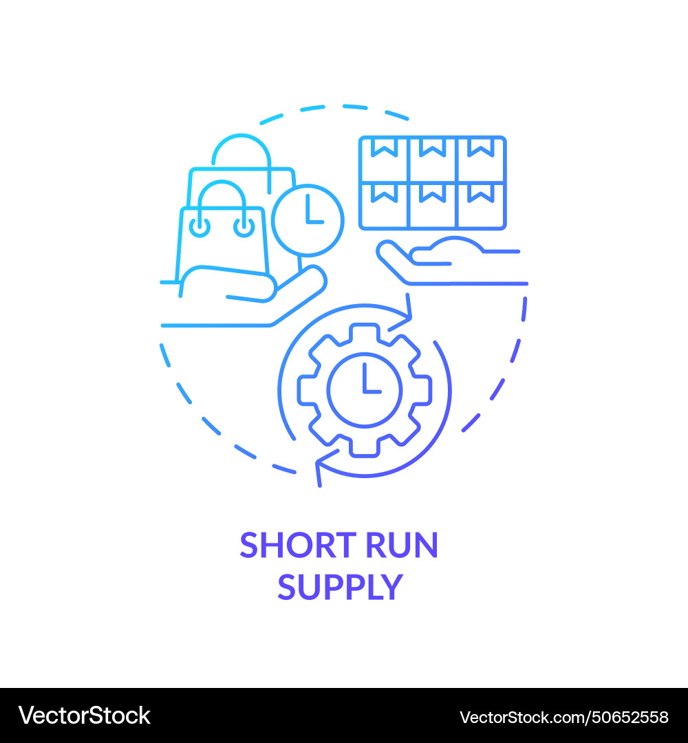 Short run supply blue gradient concept icon Vector Image