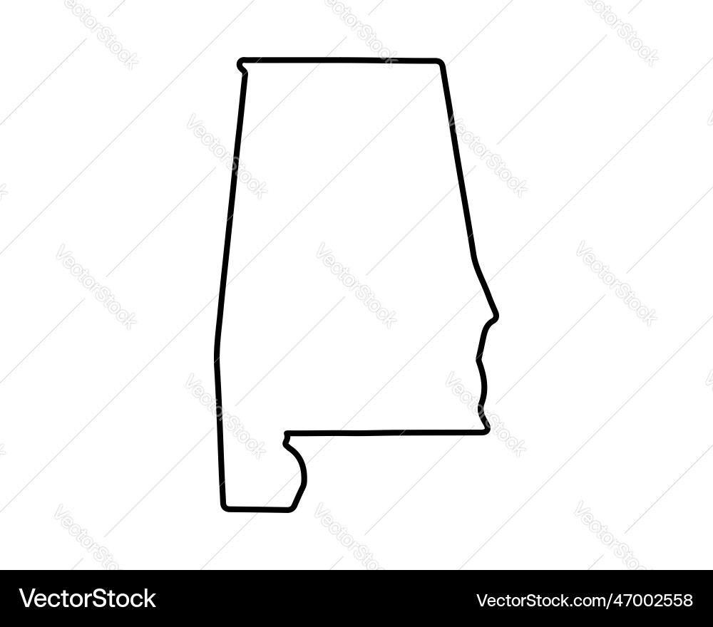 Us state map alabama outline symbol Royalty Free Vector