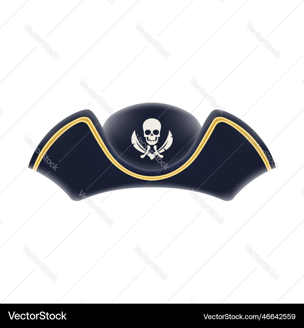 Cartoon pirate captain tricorn cocked hat Vector Image