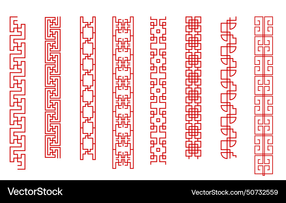 Decorative borders in chinese style ethnic asian Vector Image