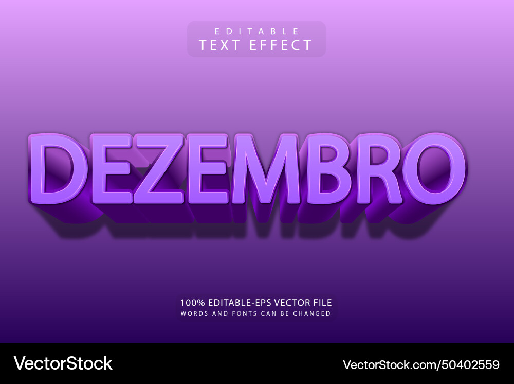 Dezembro editable text effect 3 dimension emboss Vector Image