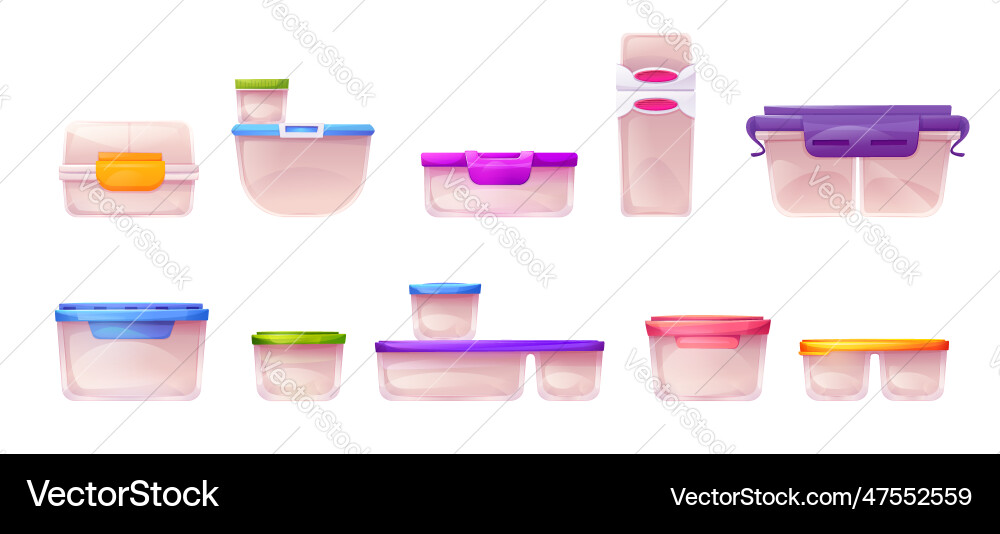 Empty plastic lunch food box container Royalty Free Vector