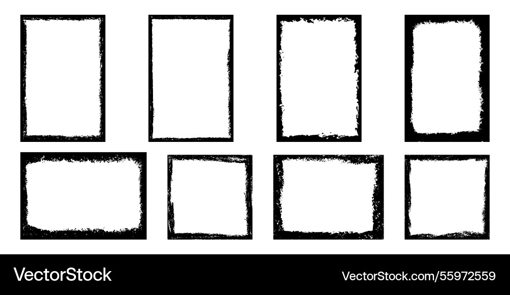 Grunge photo frame textured border for post worn Vector Image