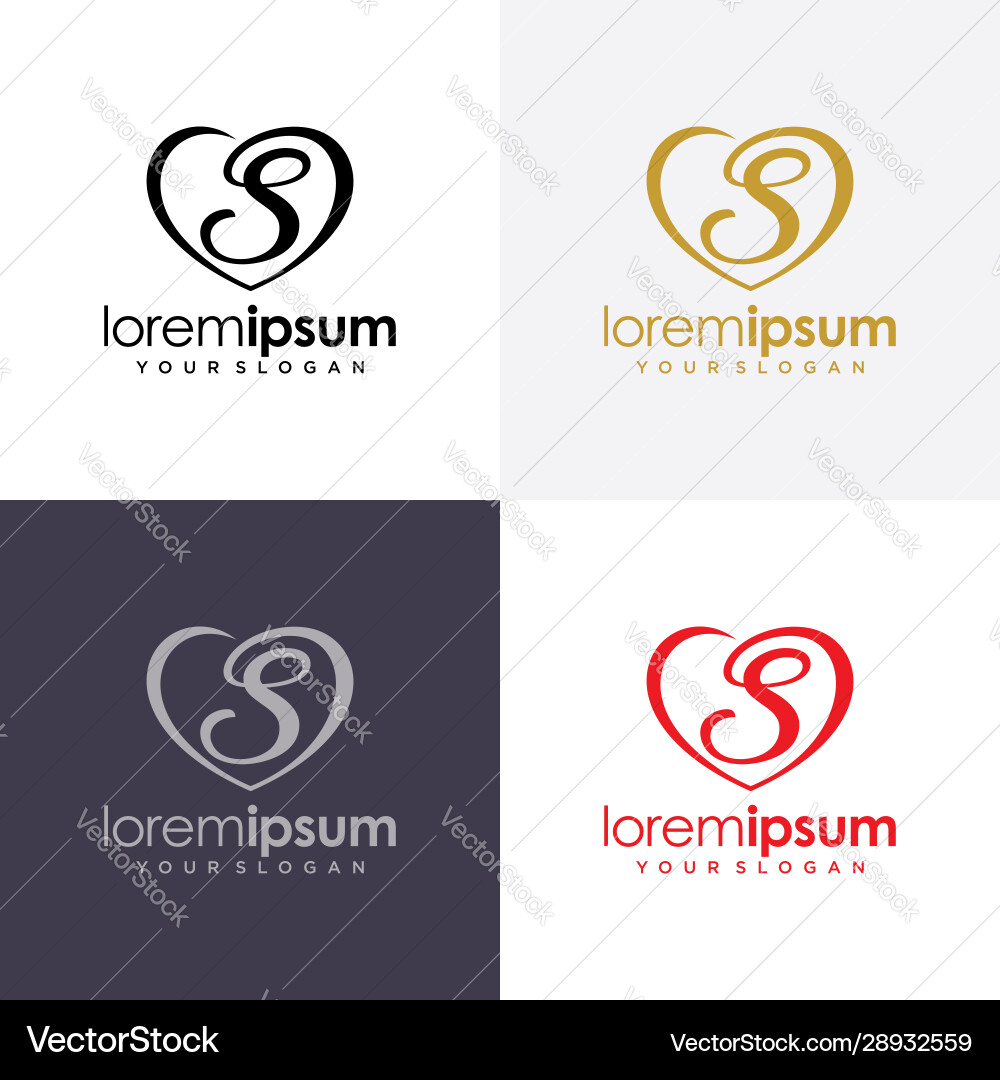 Heart icon with initial logo design Royalty Free Vector