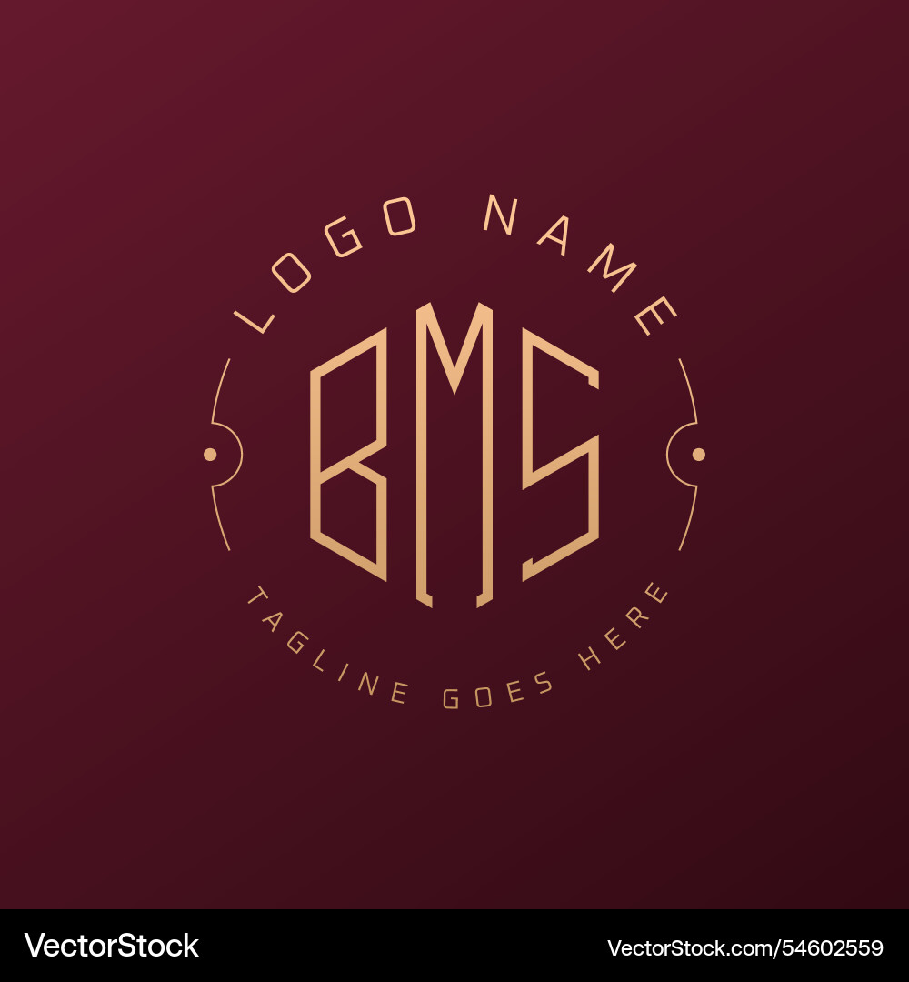Luxury bms logo design elegant letter Royalty Free Vector