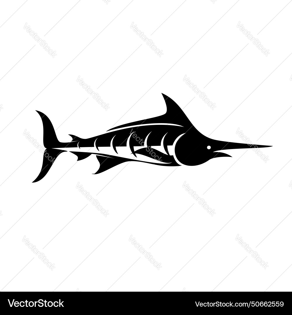 Marlin fish silhouette logo icon design Royalty Free Vector